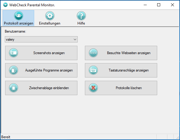 WebCheck Kinderüberwachung Überwachungssoftware für Windows